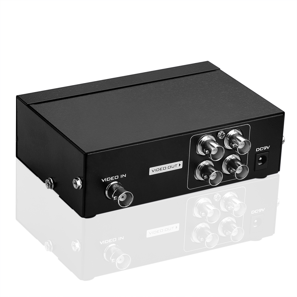 BNC Coaxial Composite 4 Port BNC Video Splitter TV CCTV DVR Switch Box ...